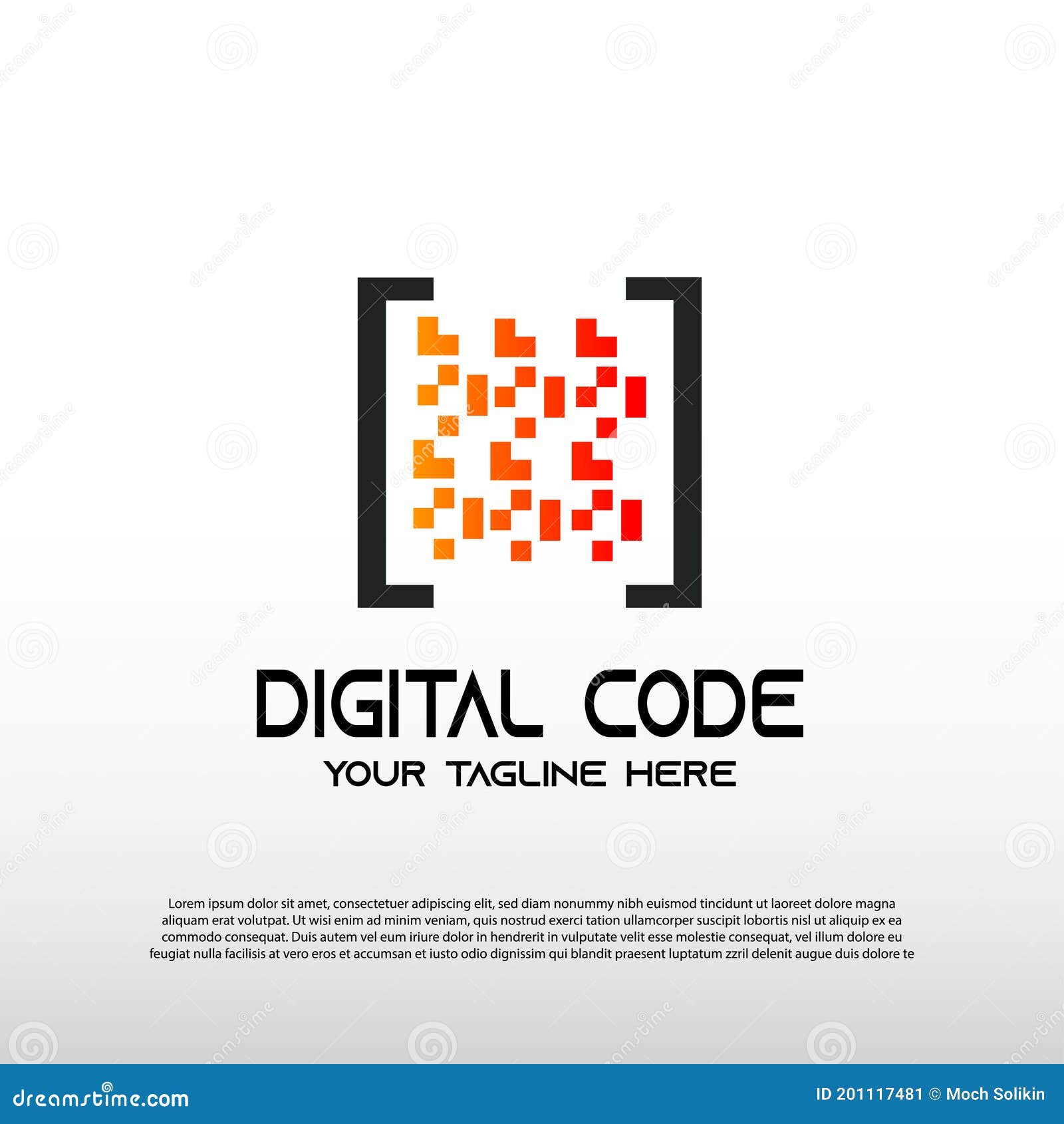 Digital Code Logo with Pixel Concept. Barcode Stock Vector ...