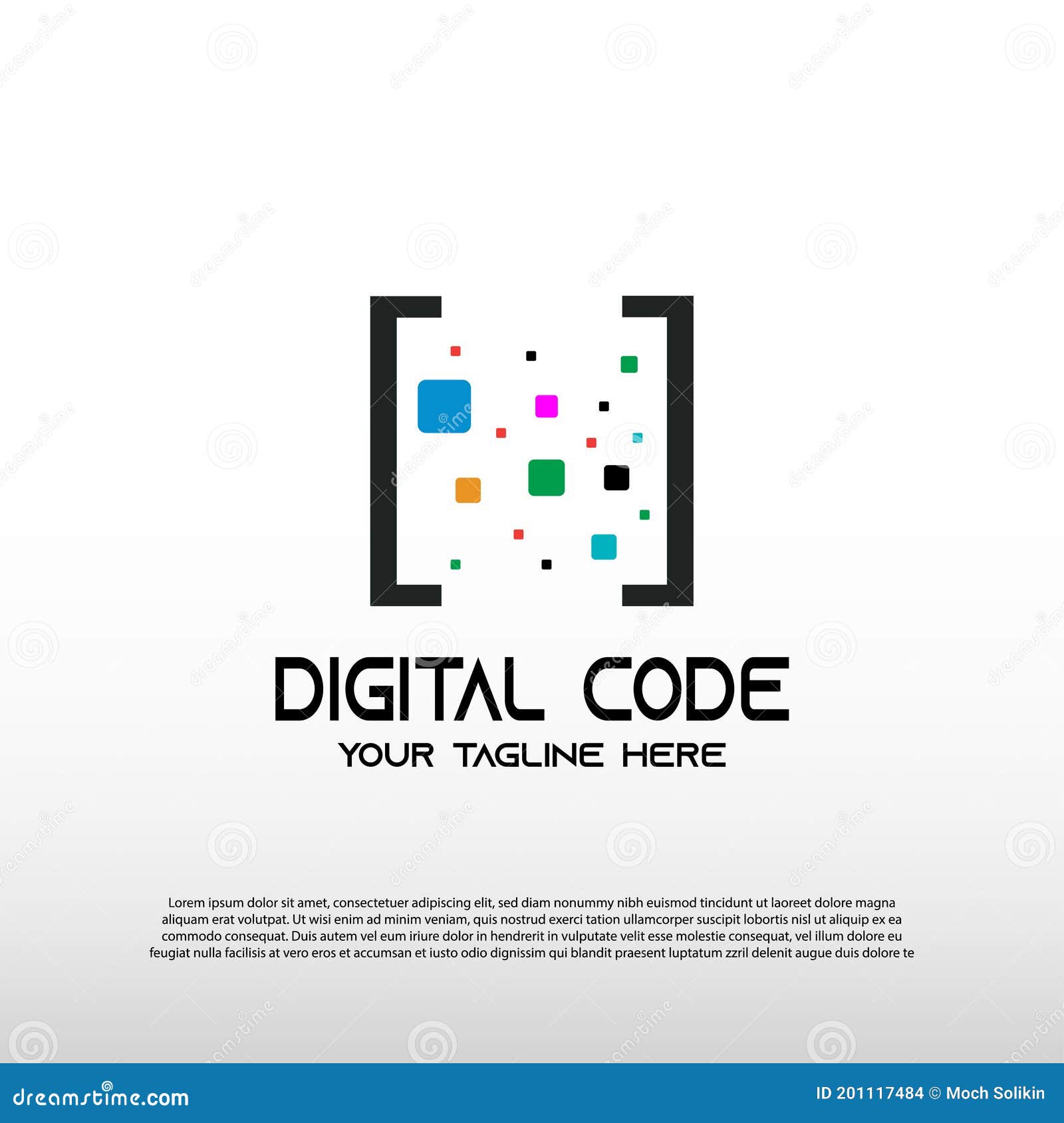 Digital Code Logo with Pixel Concept. Barcode Stock Vector ...