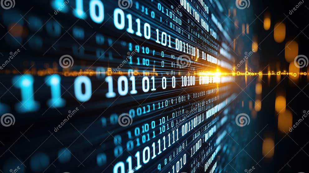 Digital Code Stream, Binary Data Flow, Tech Background Stock Illustration - Illustration of ...