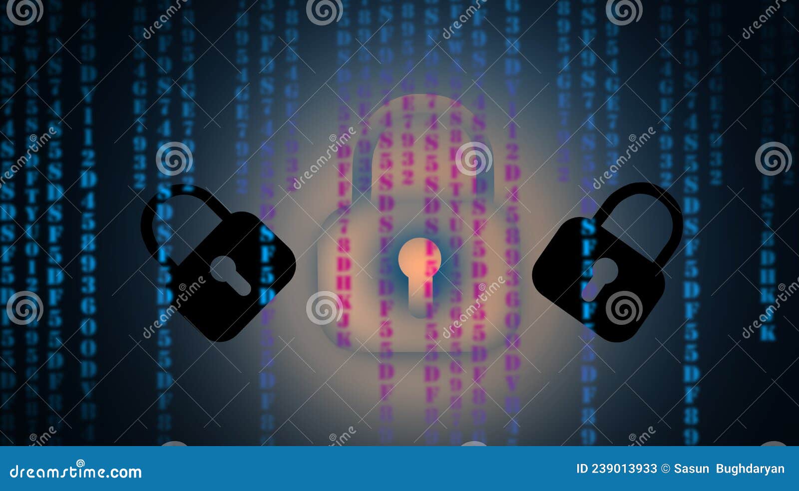 Digital Codes and Lock. Cybersecurity Stock Image - Image of ...