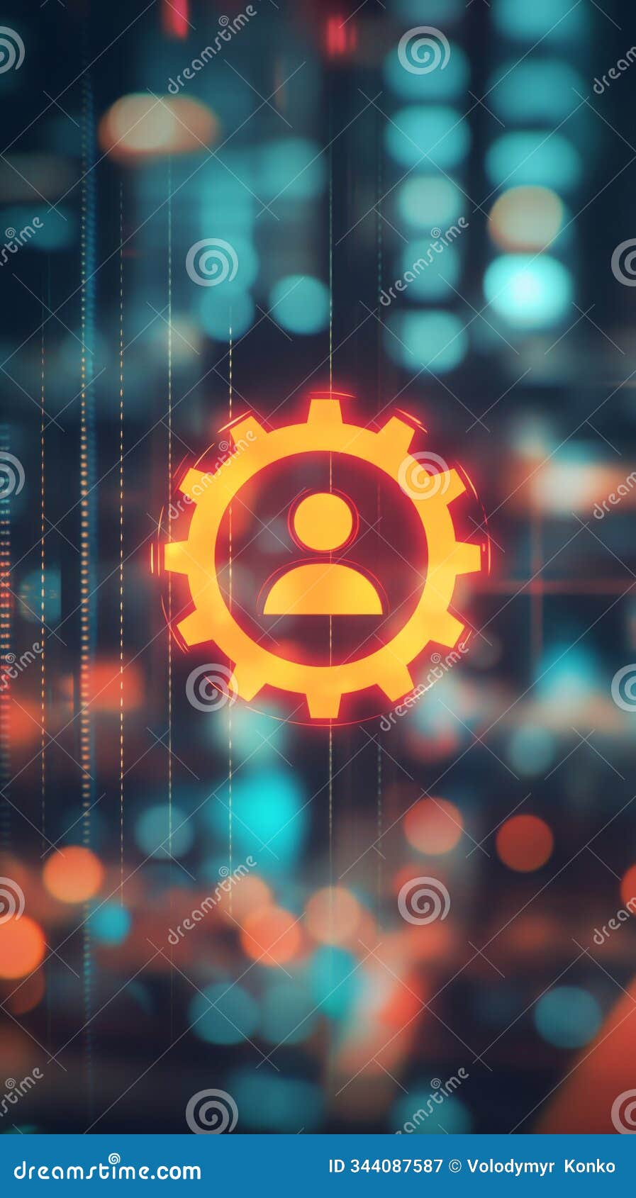 Digital Cog with User Icon on Abstract Tech Background, Innovation ...