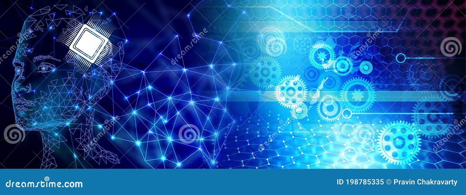 Digital Cogs Brain. Future Brain Binary Technology Telecoms Background ...