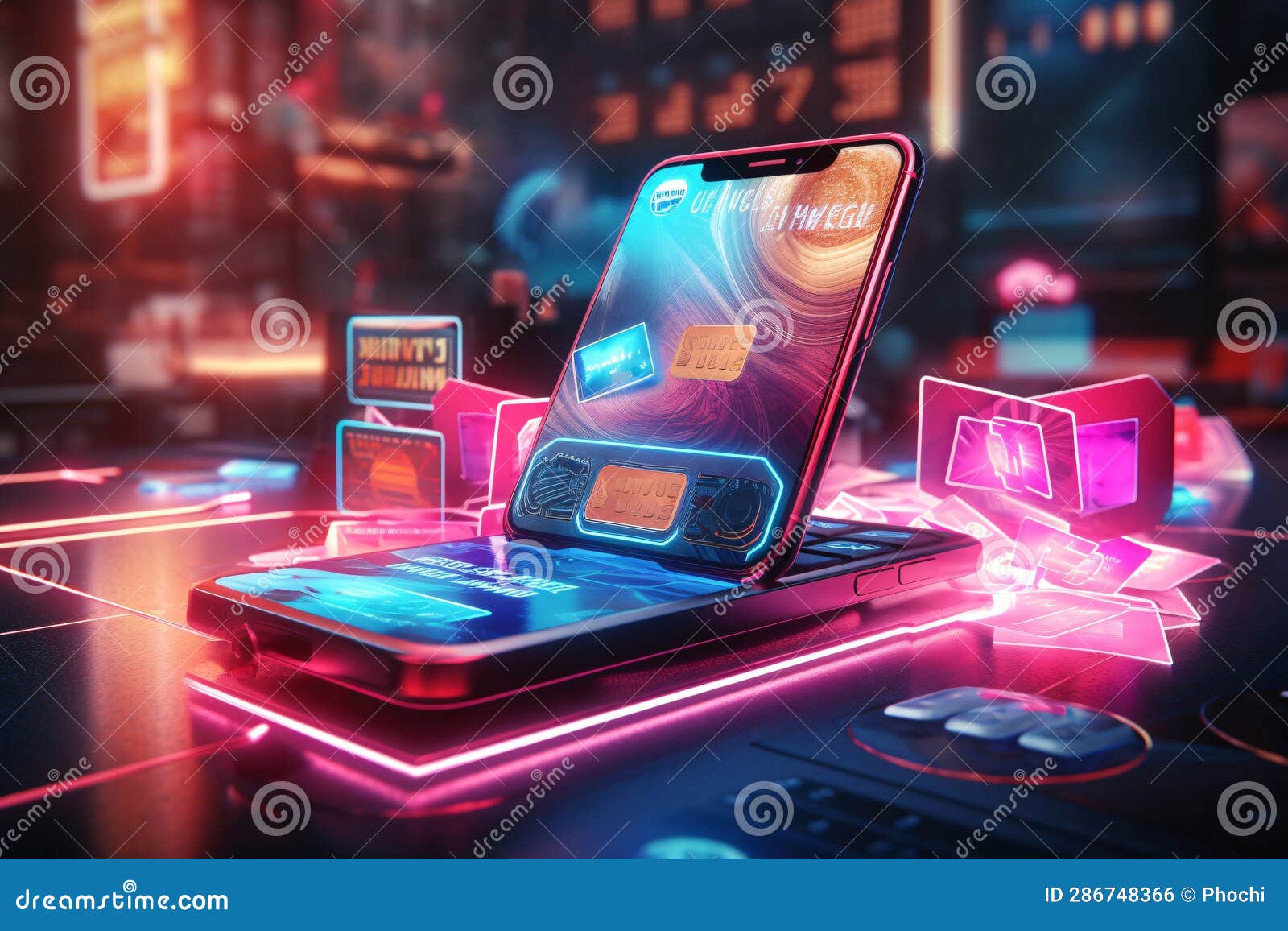Digital Coin Payment from Mobile Phone Technology Stock Illustration ...