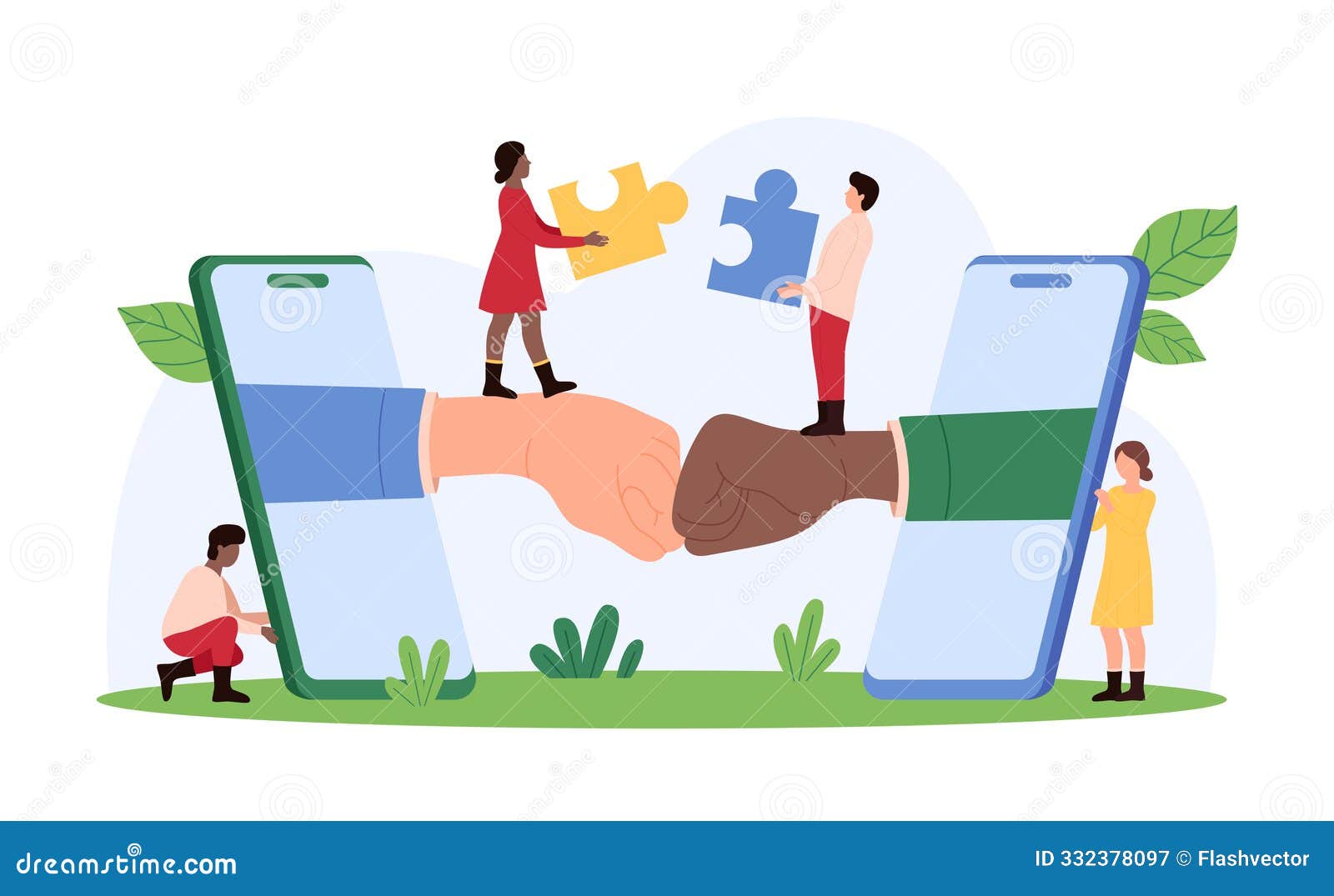 Digital Collaboration and Partnership Concept Stock Illustration ...