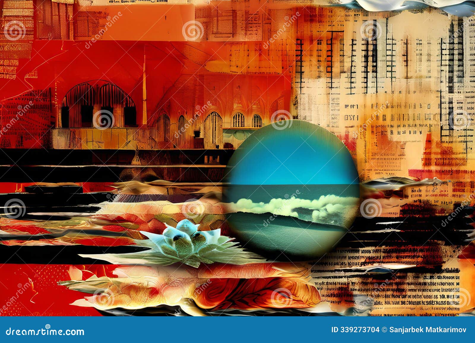 Digital Collage Assemblage Layer Various Digital Elements For A Stock ...