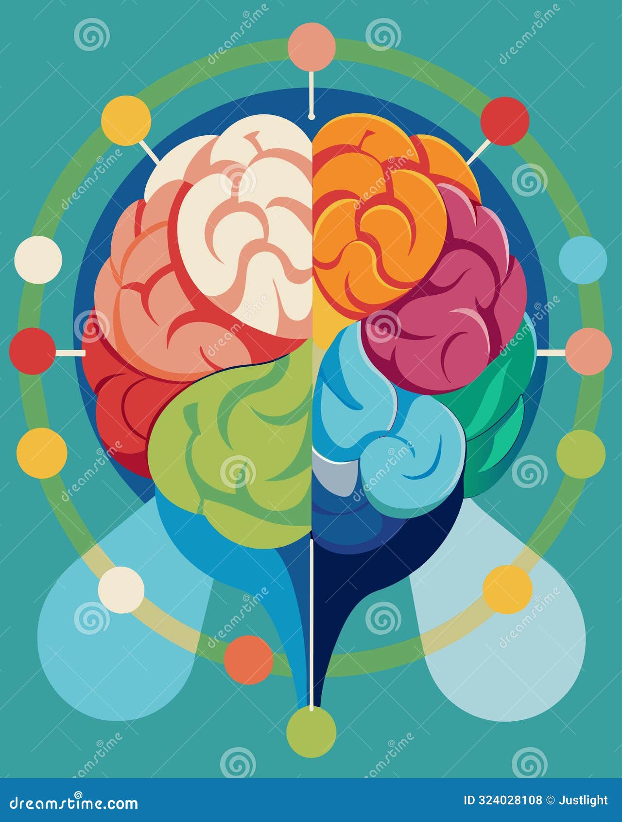 A Digital Collage of a Brain with Each Segment Portraying a Different ...