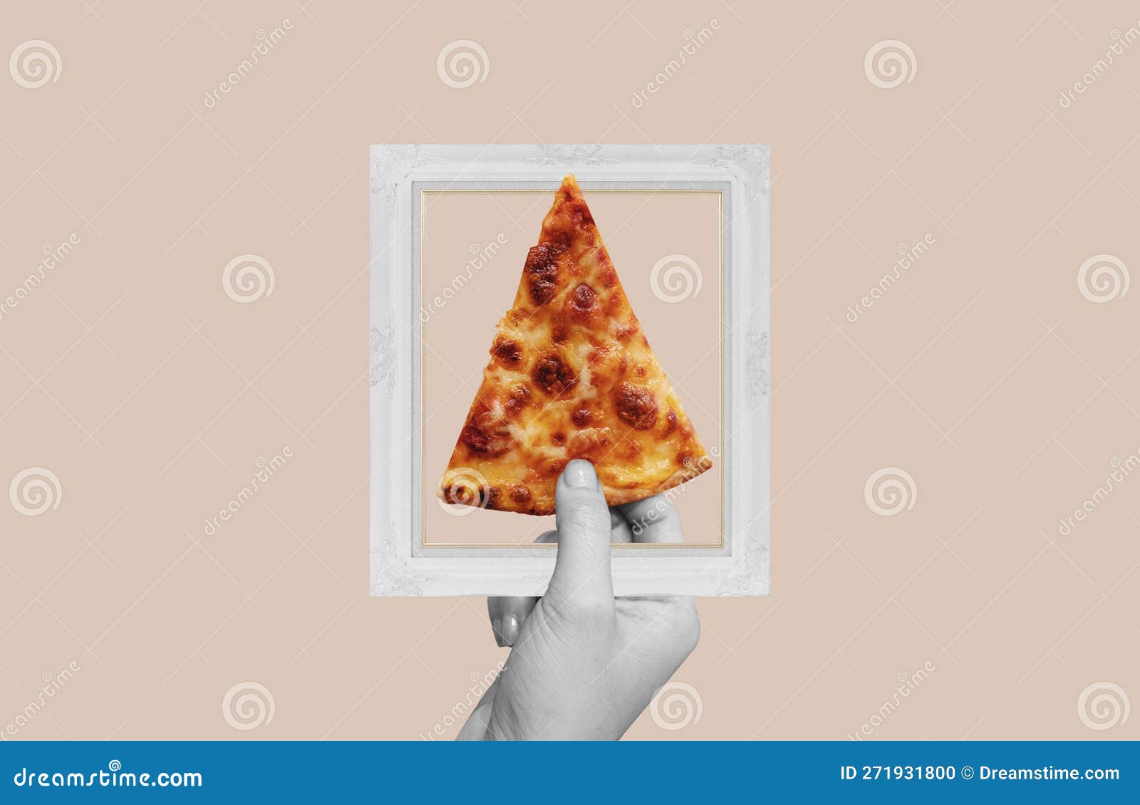 Digital Collage, Hand Holding Slice of Pizza Stock Illustration ...