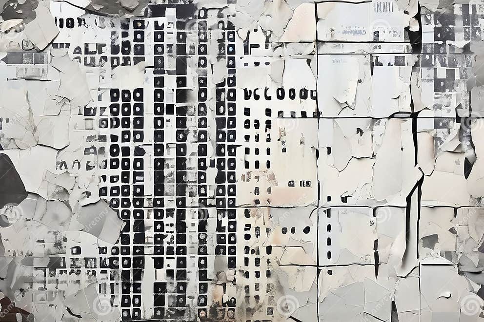 Digital Collage with Matrix Code Fragments Layers of Black and W Stock ...