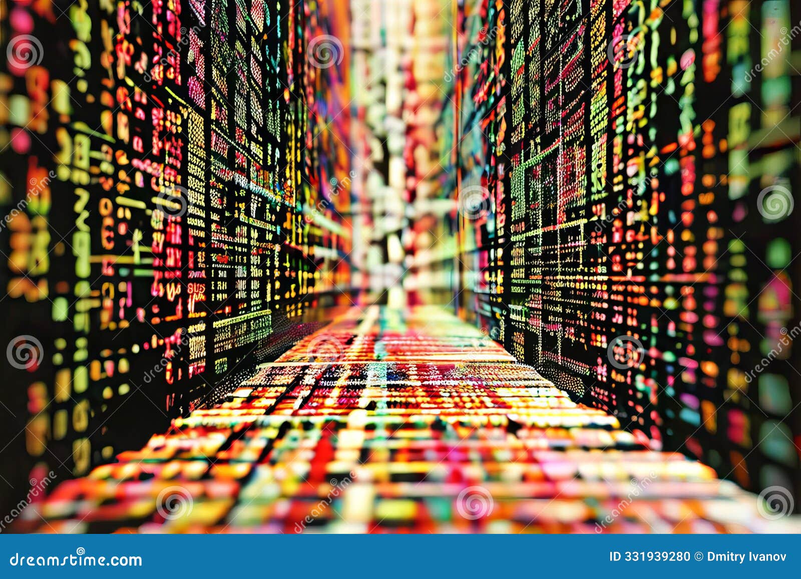 Digital Collage Matrix Code a Ribbon Shape Filled Strange Old Stock ...