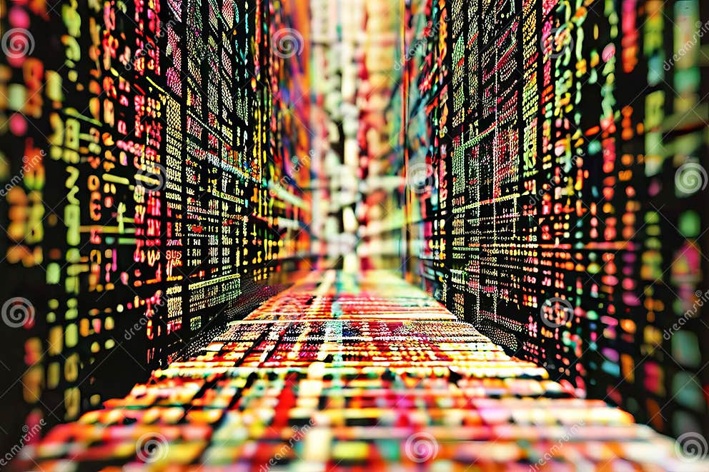 Digital Collage Matrix Code a Ribbon Shape Filled Strange Old Stock ...