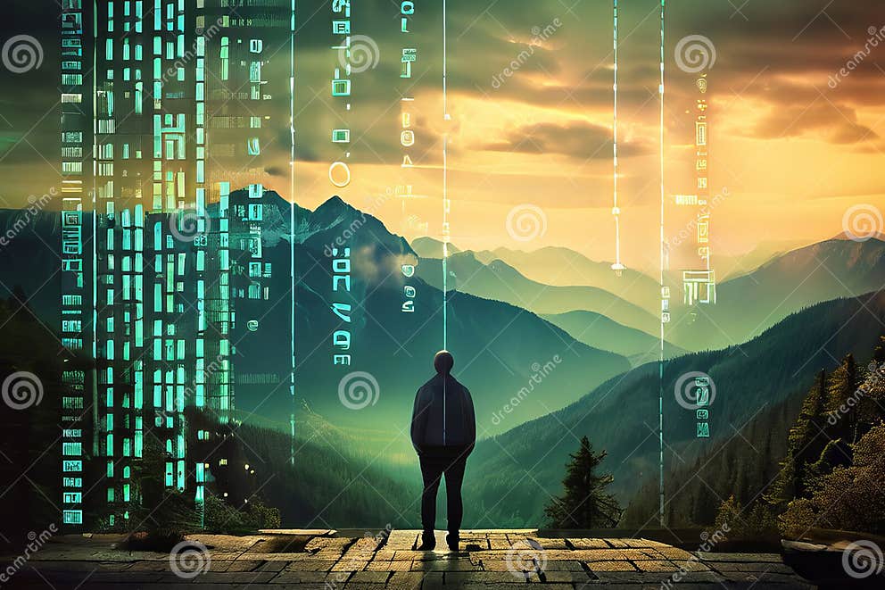 Digital Collage Matrix Code a Digital Strange Old Stock Illustration ...