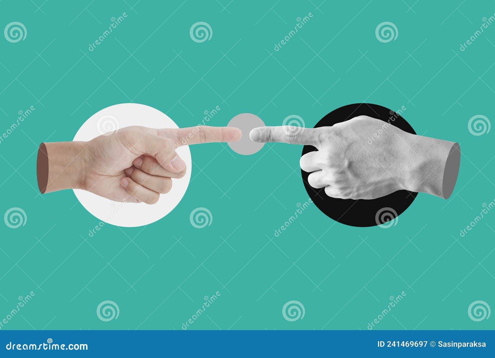 Digital Collage Modern Art. Hands Pointing Finger Stock Illustration ...