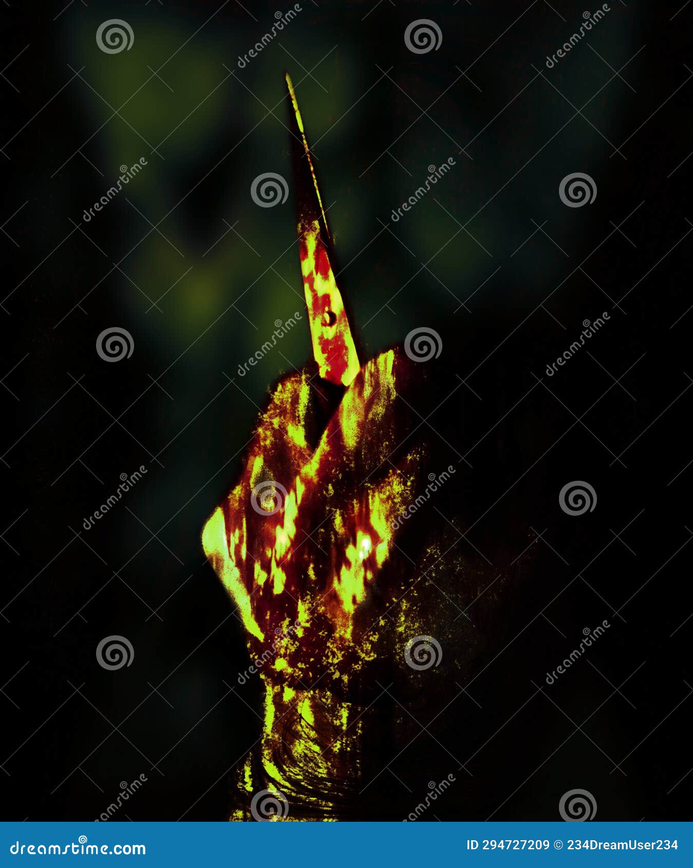 Digital Collage and Special Processing. Brutal. Bloody Hand with Sharp ...