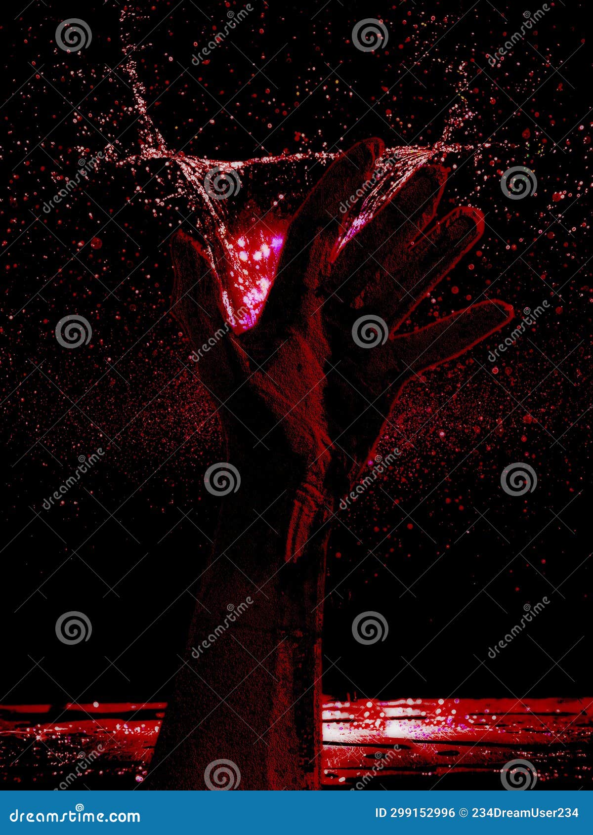 Digital Collage and Special Processing. Hand Reaching Stars. Monster or ...