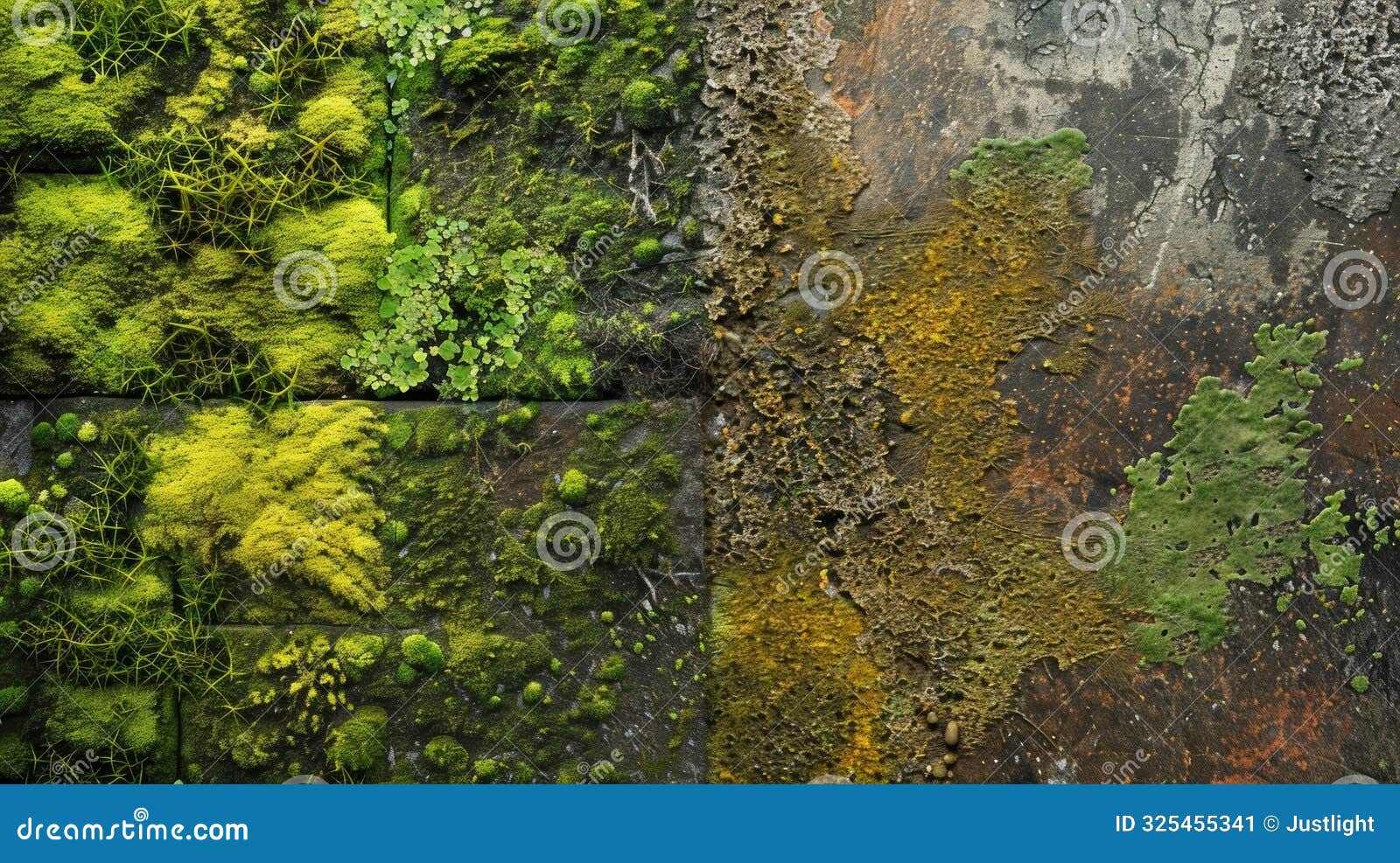 A Digital Collage of Various Textures and Colors of Moss Formed into a ...