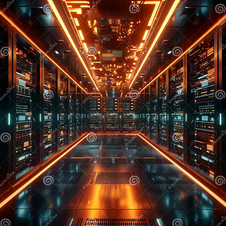 Digital Command Center 3D Rendering Showcases High Tech Server Room ...