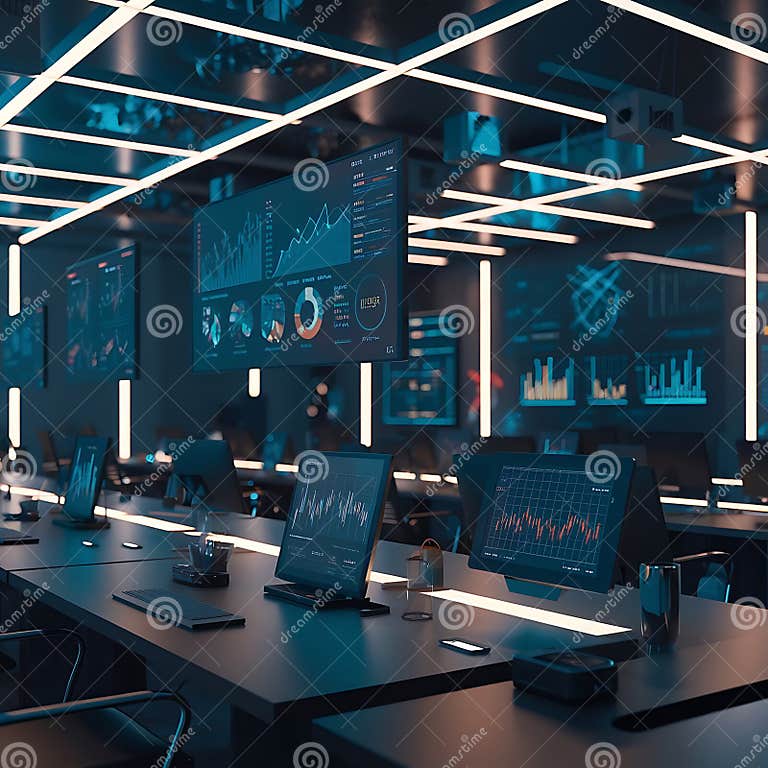 Digital Command Center Displaying Real-Time Data and Analytical ...