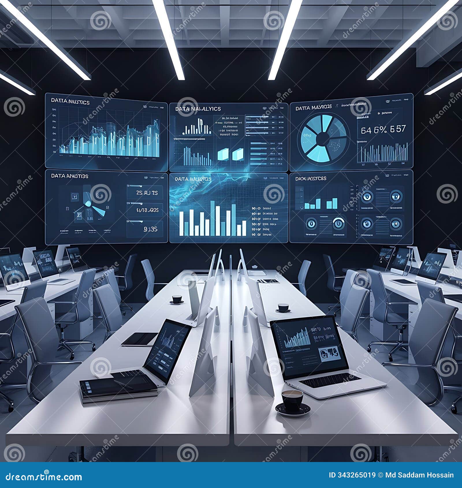 Digital Command Center Displaying Real-Time Data And Analytical ...