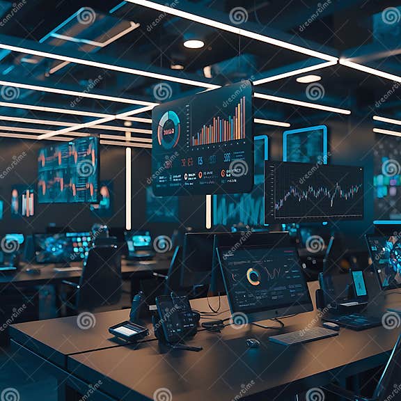 Digital Command Center Displaying Real-Time Data and Analytical ...