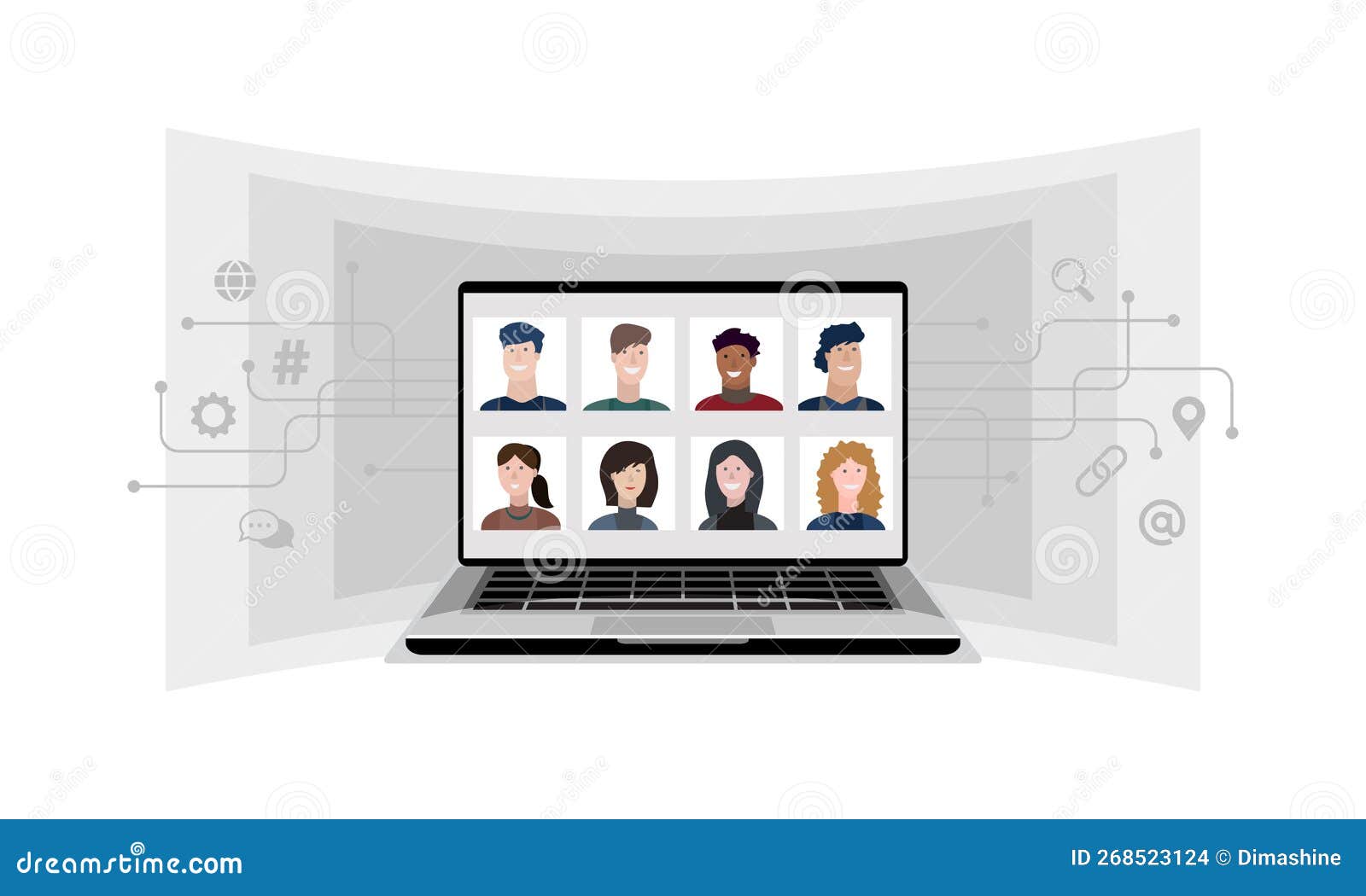 Digital Communicate Online, Business Video Chat Concept, Education Web ...