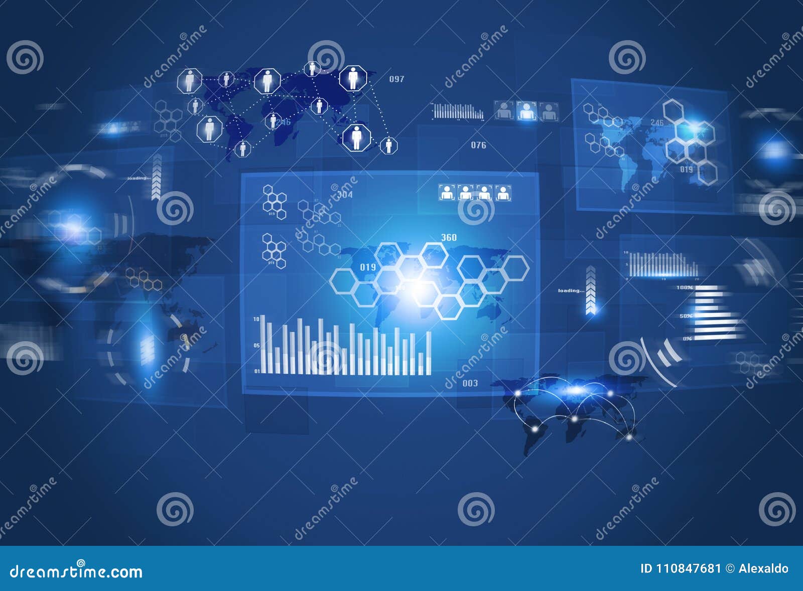 Digital Communication Blue Interface Stock Illustration - Illustration ...