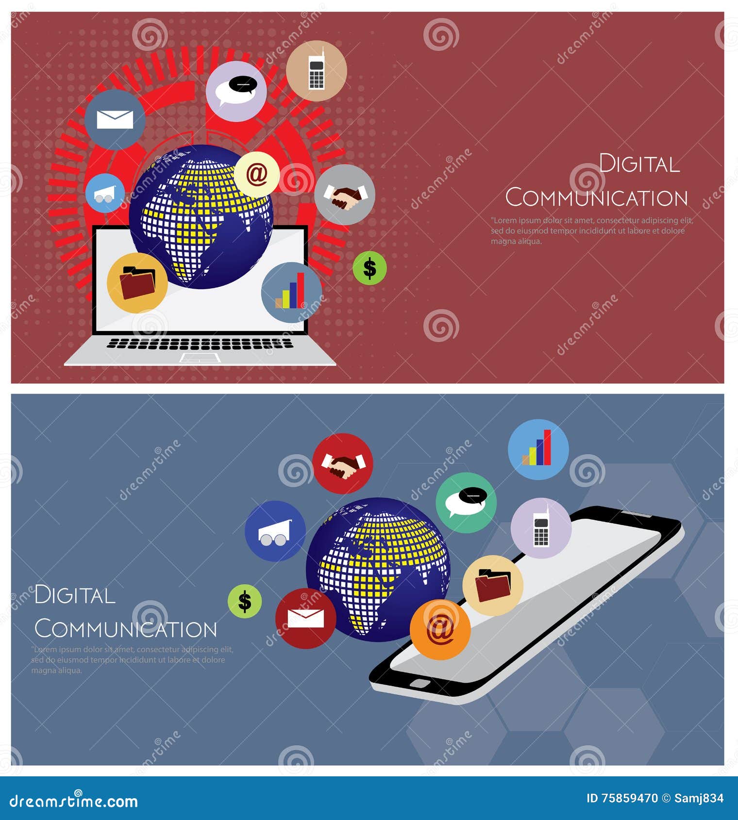 Digital Communication Concept Stock Vector - Illustration of commerce ...