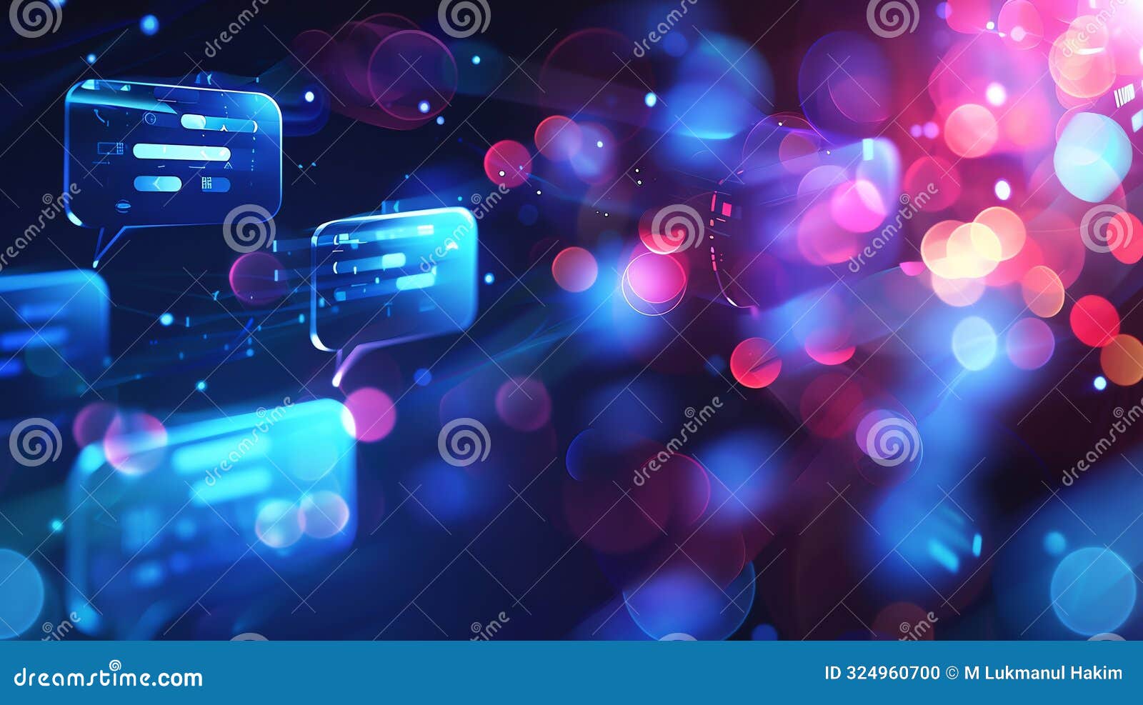 Digital Communication Concept. Chat Bubbles on a Vibrant Technology ...