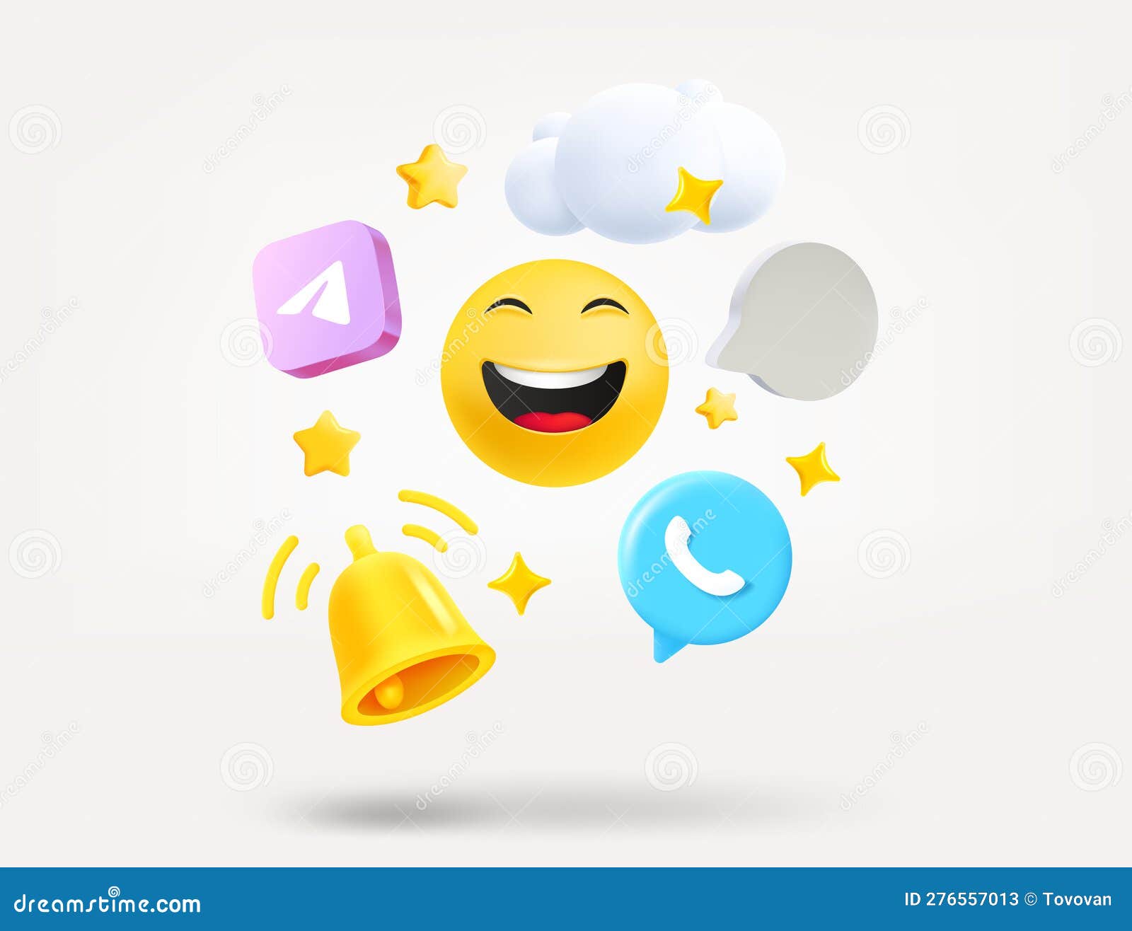 Digital Communication Concept with Icons and Emojis. Stock Vector ...