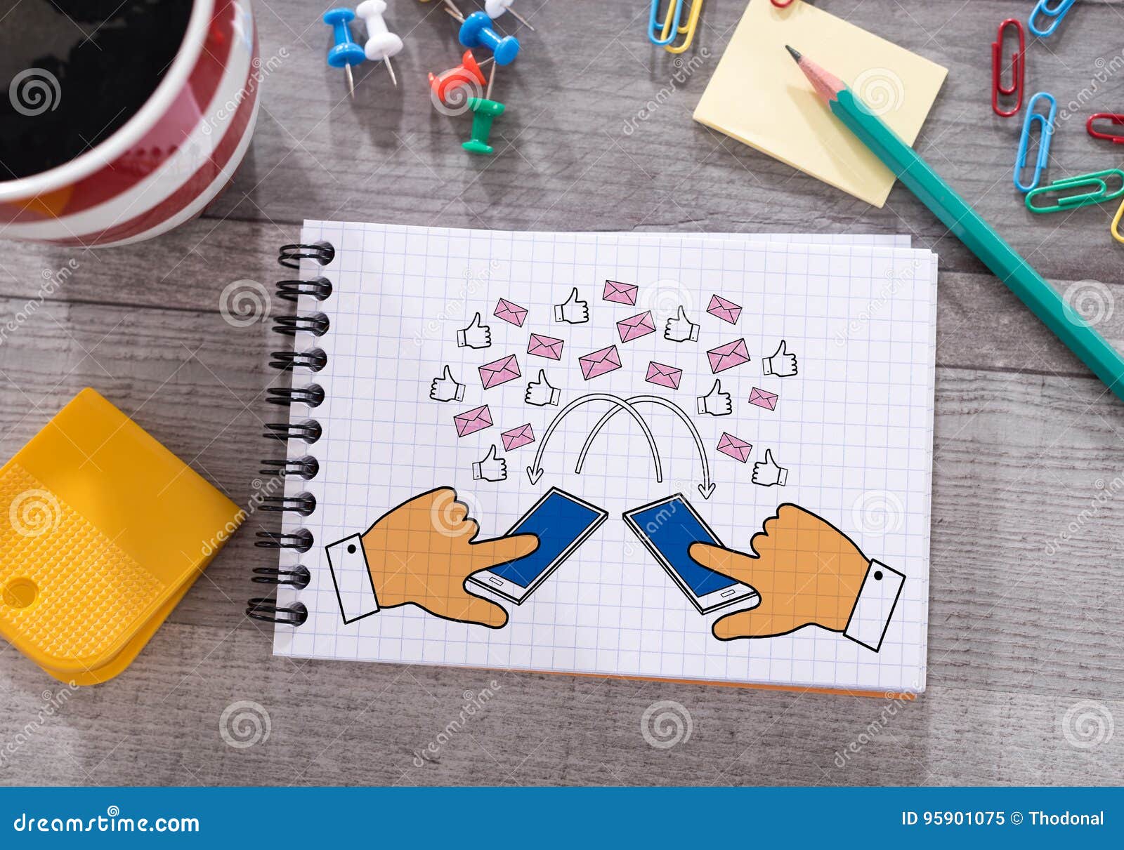 Digital Communication Concept on a Notepad Stock Image - Image of email ...