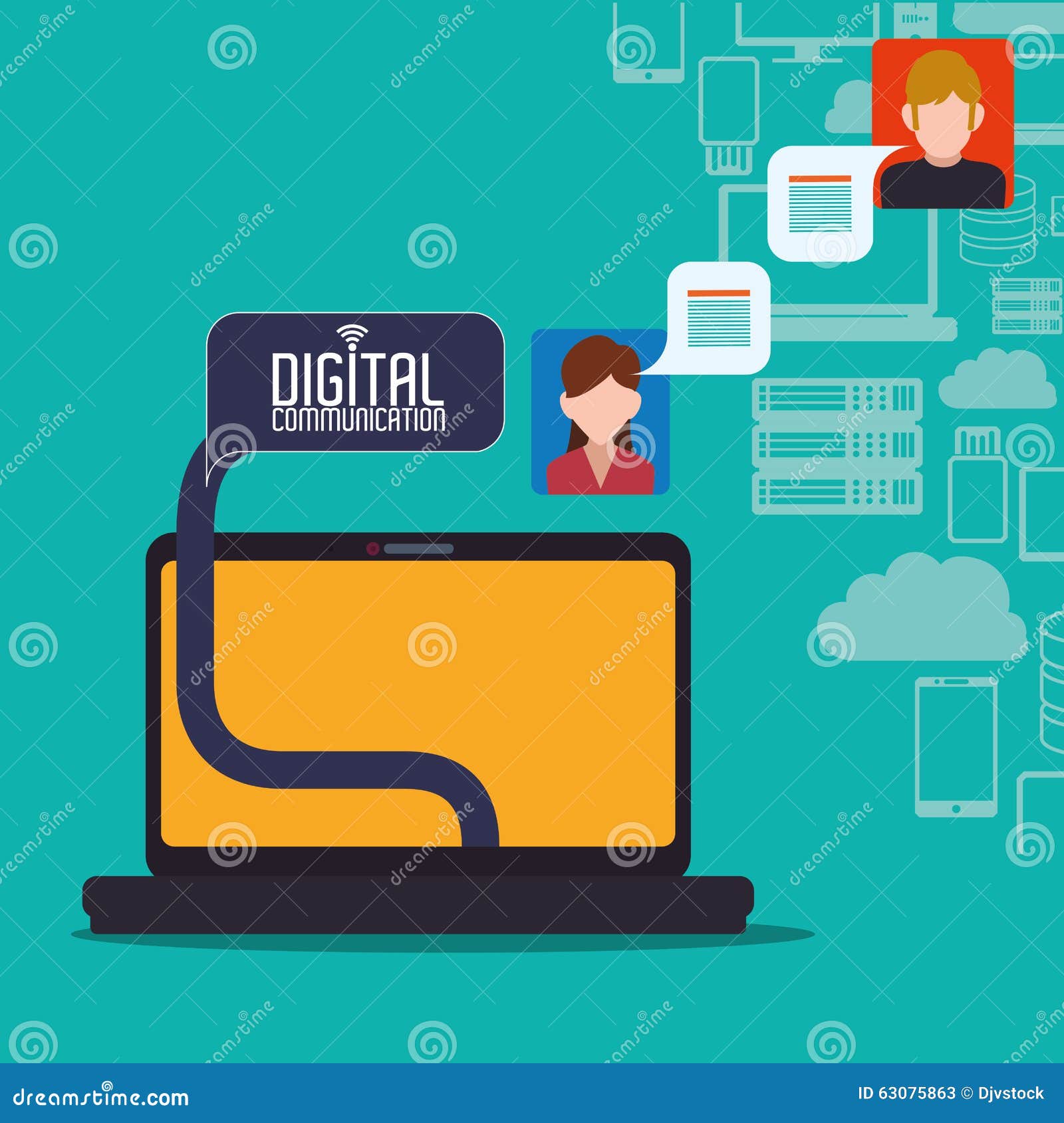 Digital Communication Design Stock Vector - Illustration of girl ...