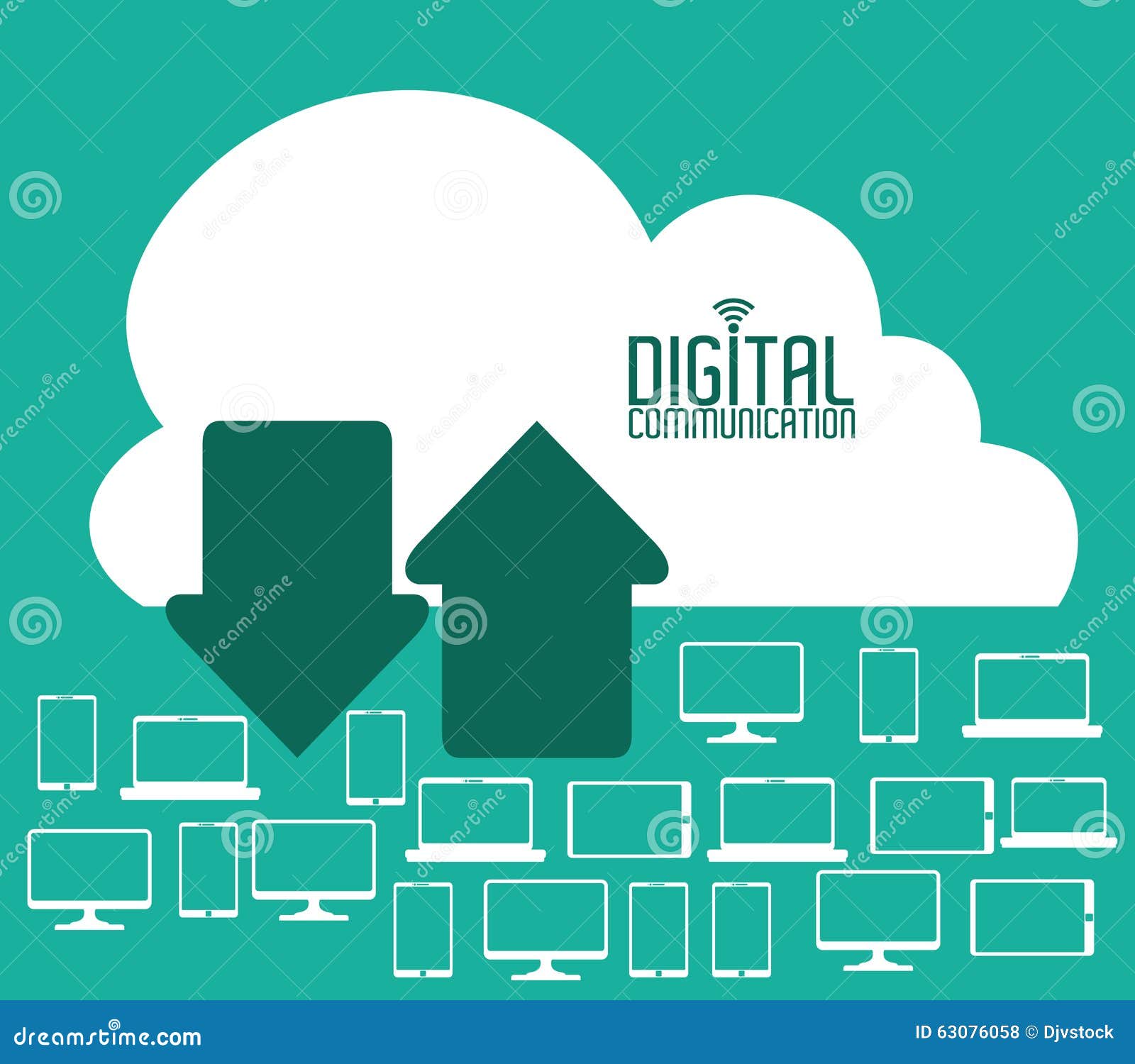 Digital Communication Design Stock Vector - Illustration of technology ...