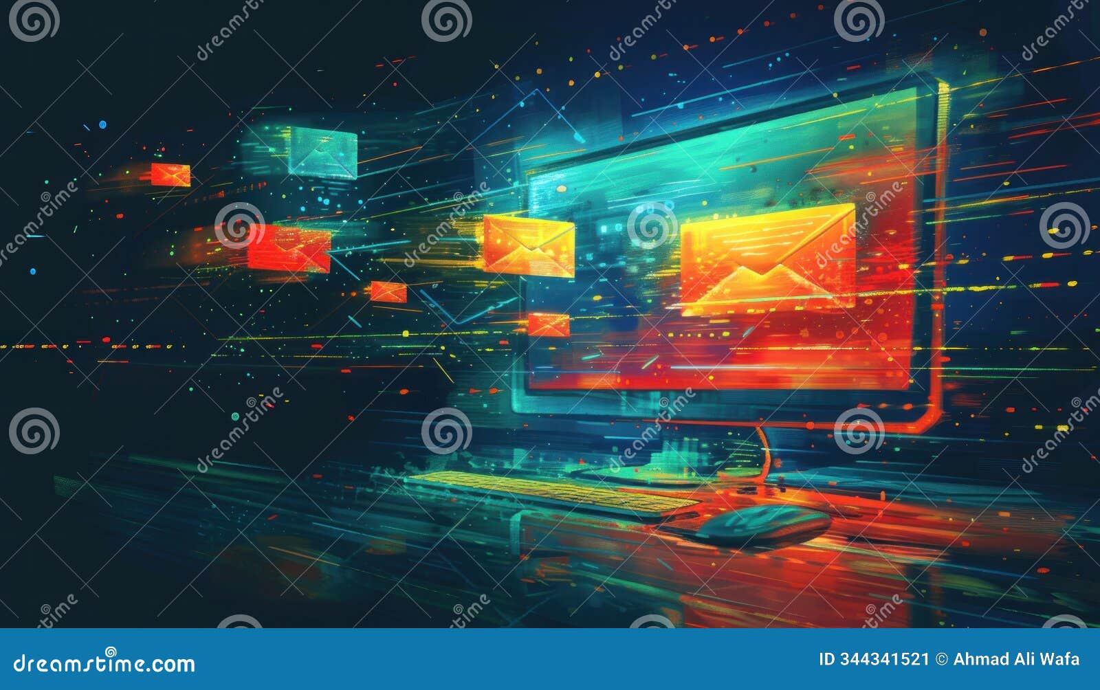 Digital Communication - Flow of Email Stock Illustration - Illustration ...