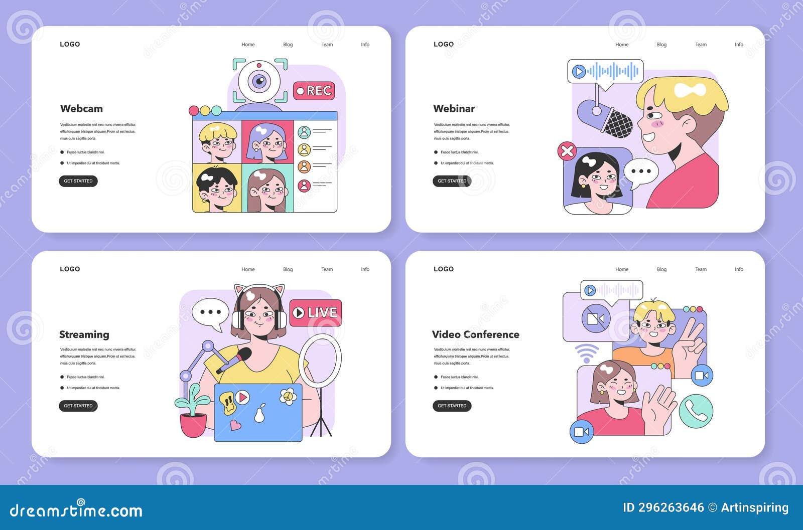 Digital Communication Set. Flat Vector Illustration Stock Illustration ...