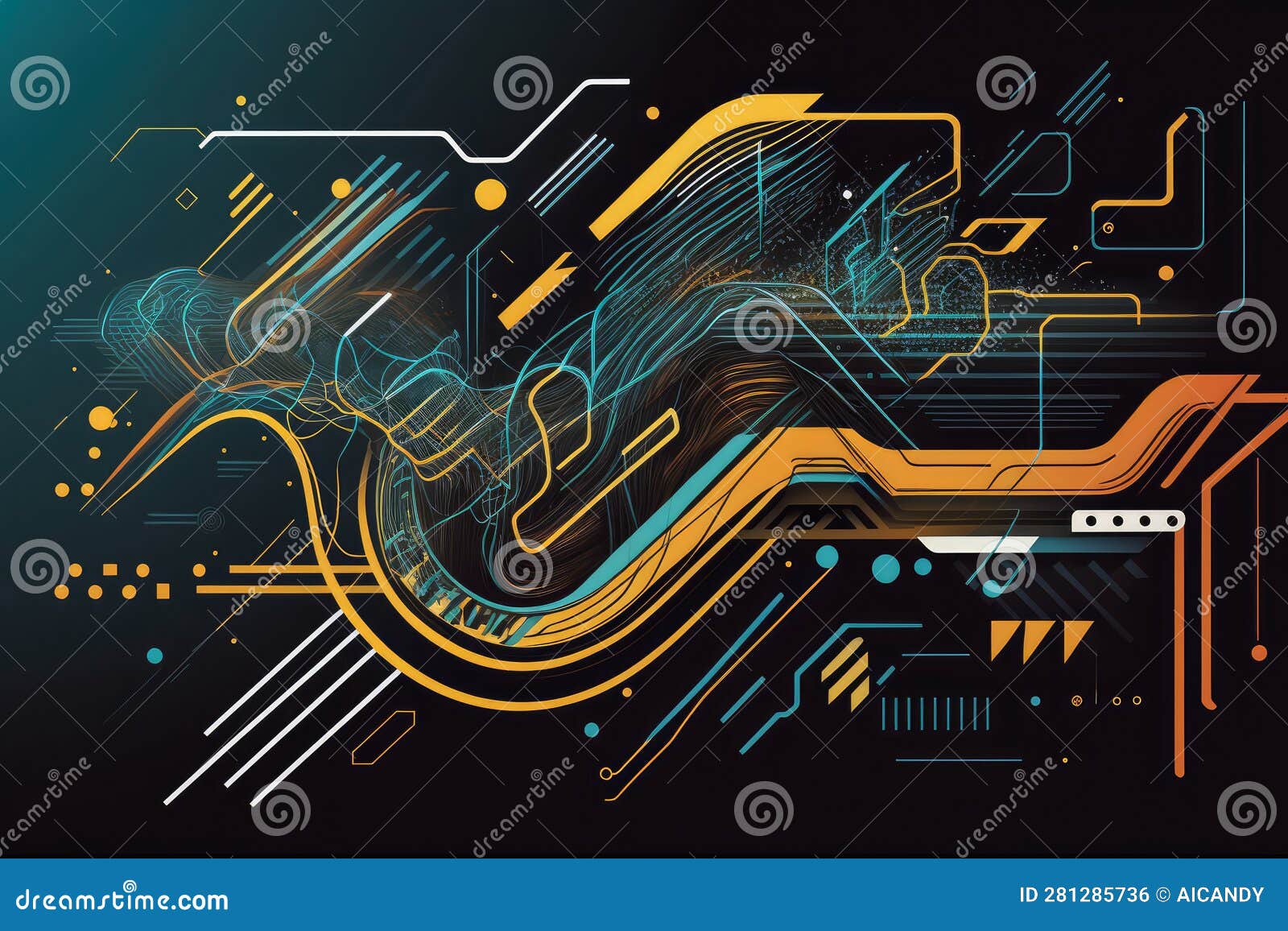Digital Communication Technology Illustration with Abstract Patterns ...