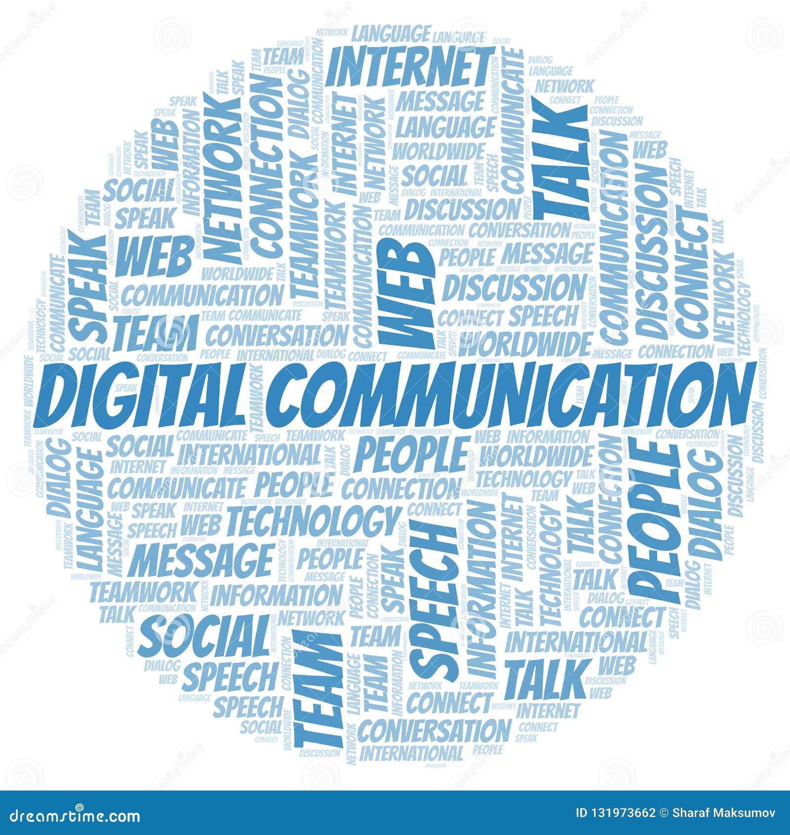 Digital Communication Word Cloud Stock Illustration - Illustration of ...