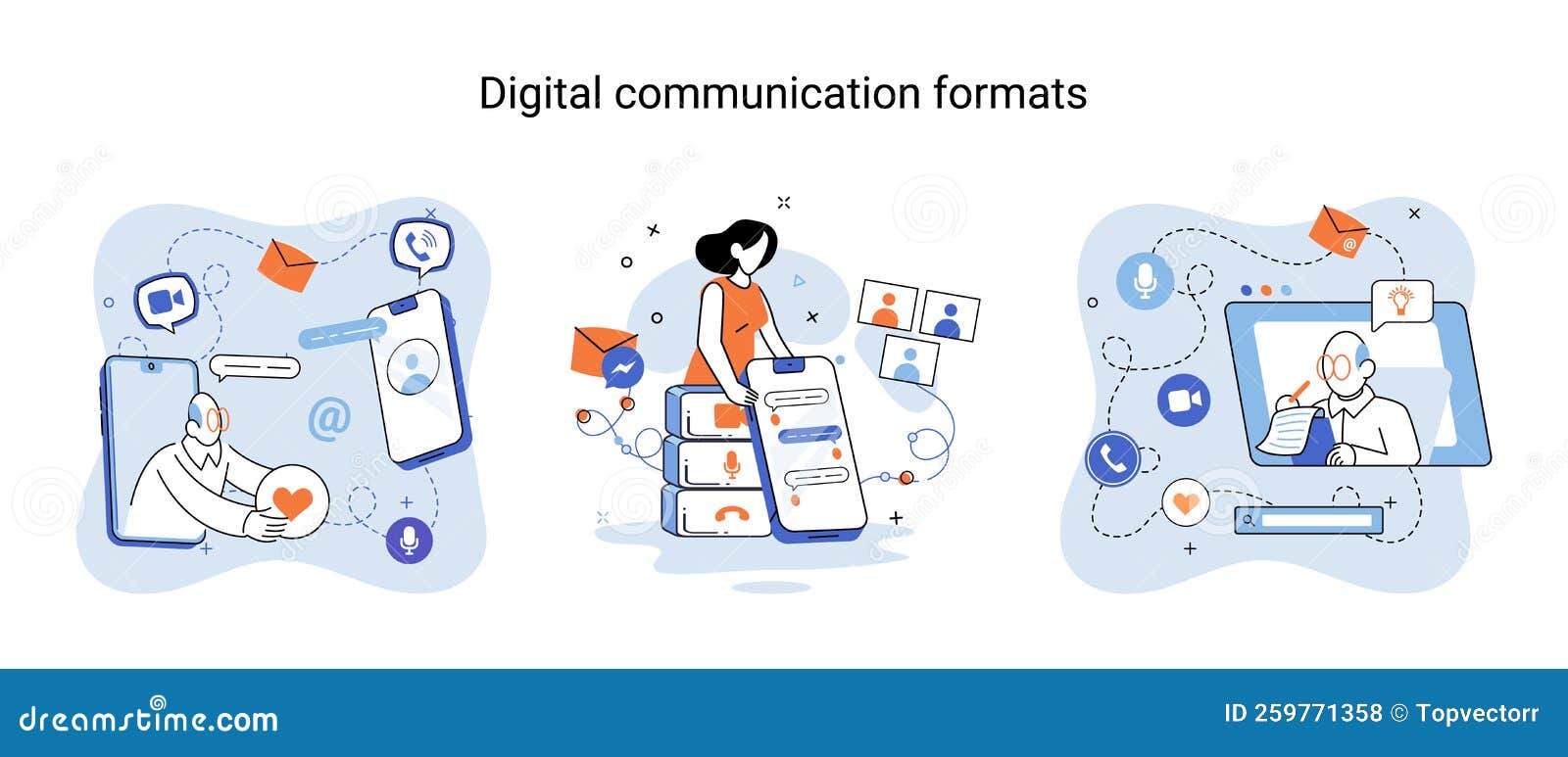 Digital Communications Formats. Chat Messages Smartphone, Sms on Mobile ...