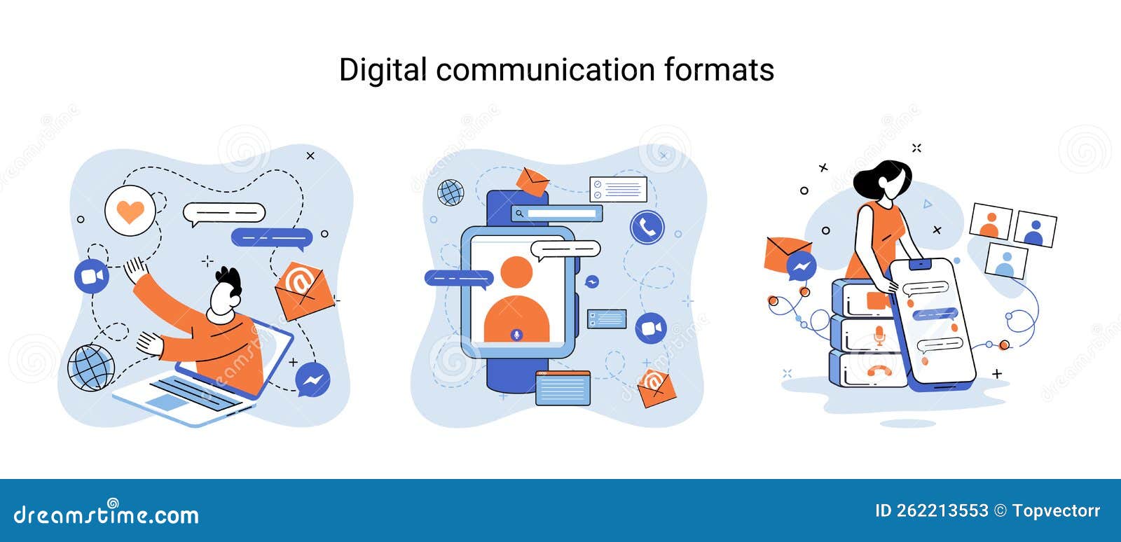 Digital Communications Formats. Chat Messages Smartphone, Sms on Mobile ...