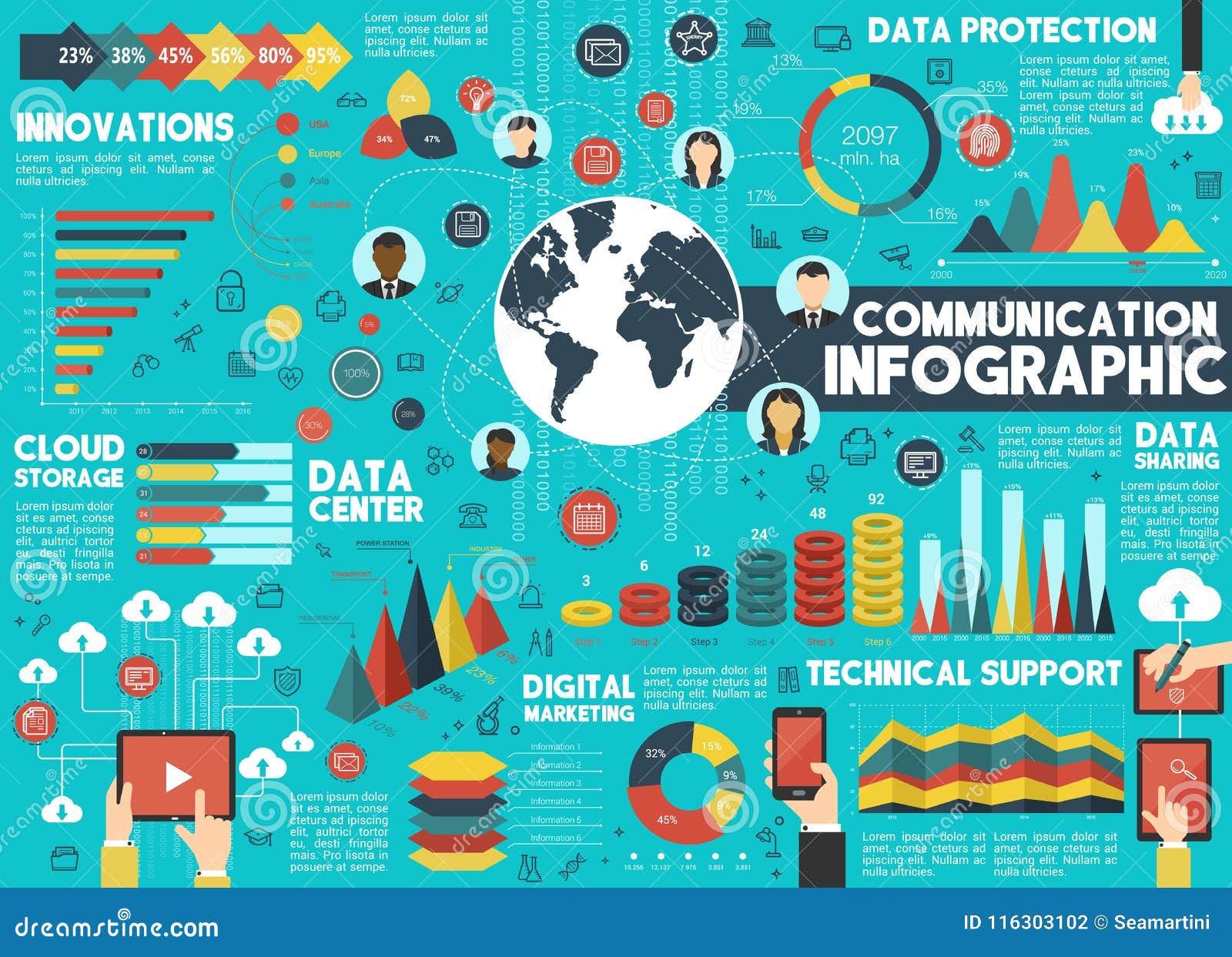 Digital Communication Vector Infographics Stock Vector - Illustration ...
