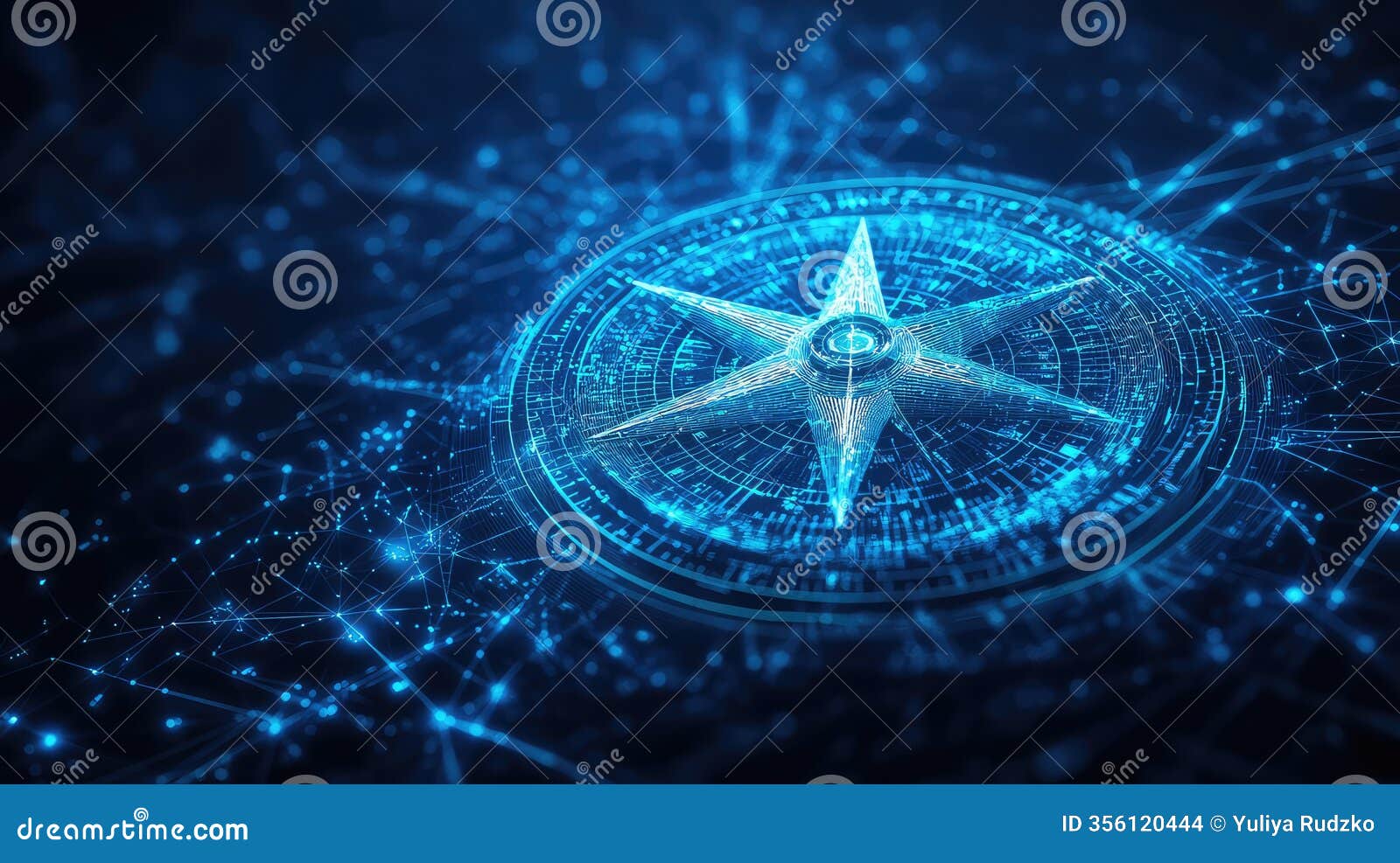 Digital Compass For Business Success: Low Poly Wireframe Illustration ...