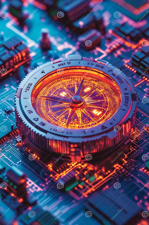 Digital Compass on Circuit Board, Navigating the Future of Technology ...
