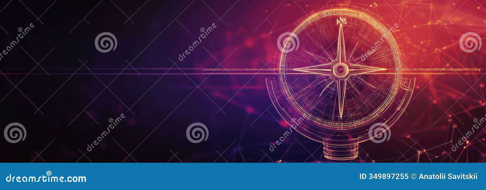 Digital Compass For Business Success: Low Poly Wireframe Illustration ...