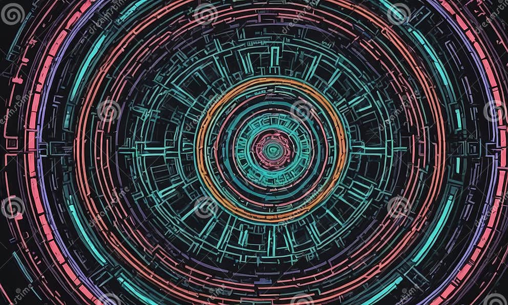 Digital Complex, Abstract Pattern with Concentric Circles in Various ...