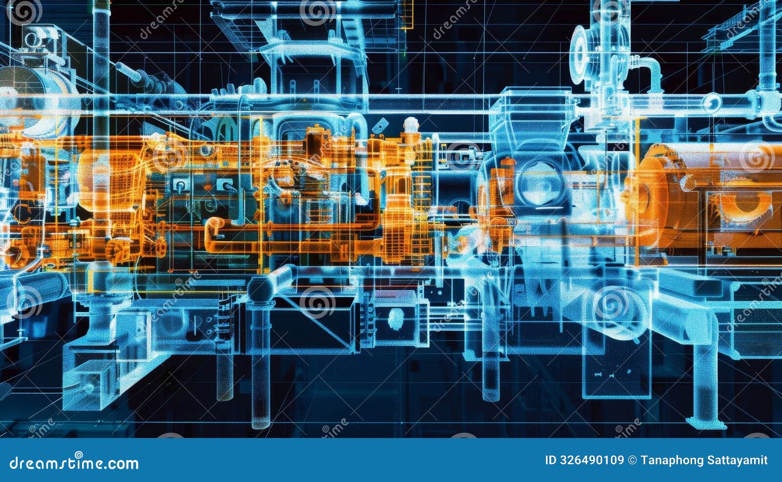 Abstract Machine Blueprint a Digital of a Complex Machine Blueprint ...