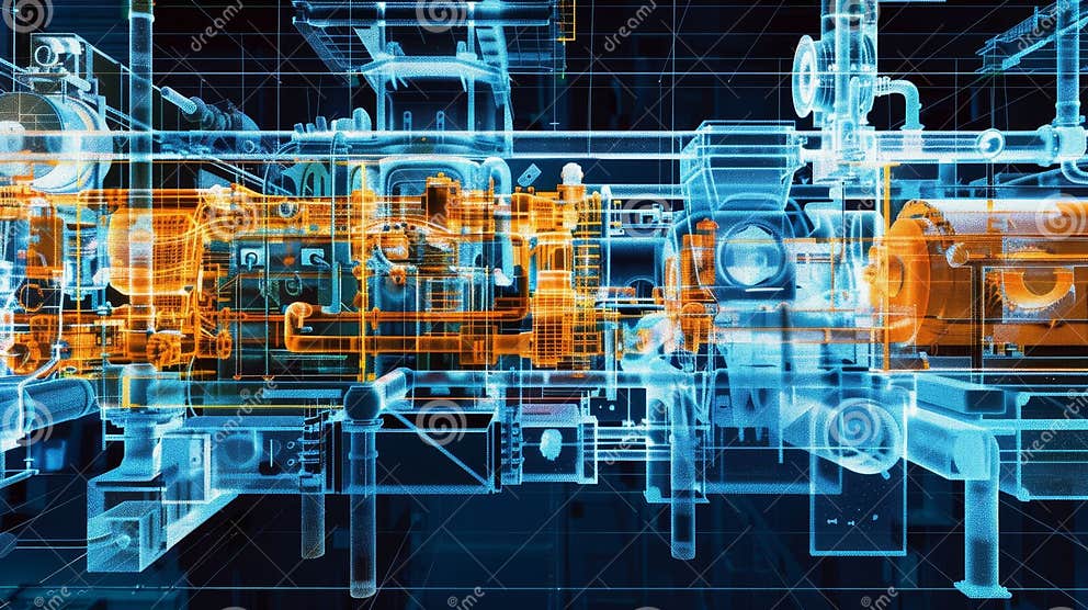 Abstract Machine Blueprint a Digital of a Complex Machine Blueprint ...