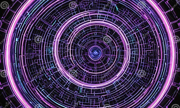 Digital Complex Network Interconnected Circles and Lines, with Central ...