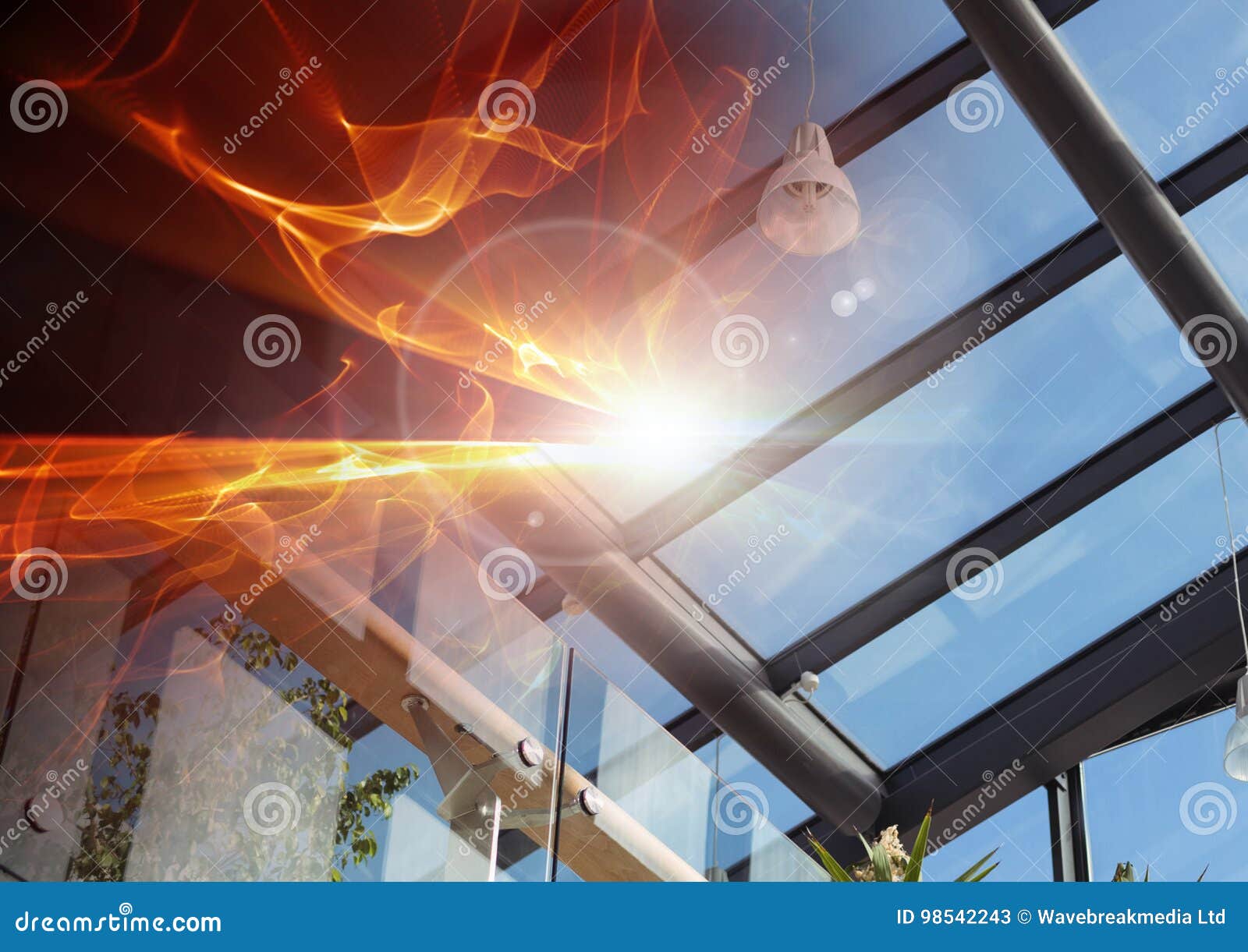 Abstract Transition with Fire and Windows Flare Stock Image - Image of ...