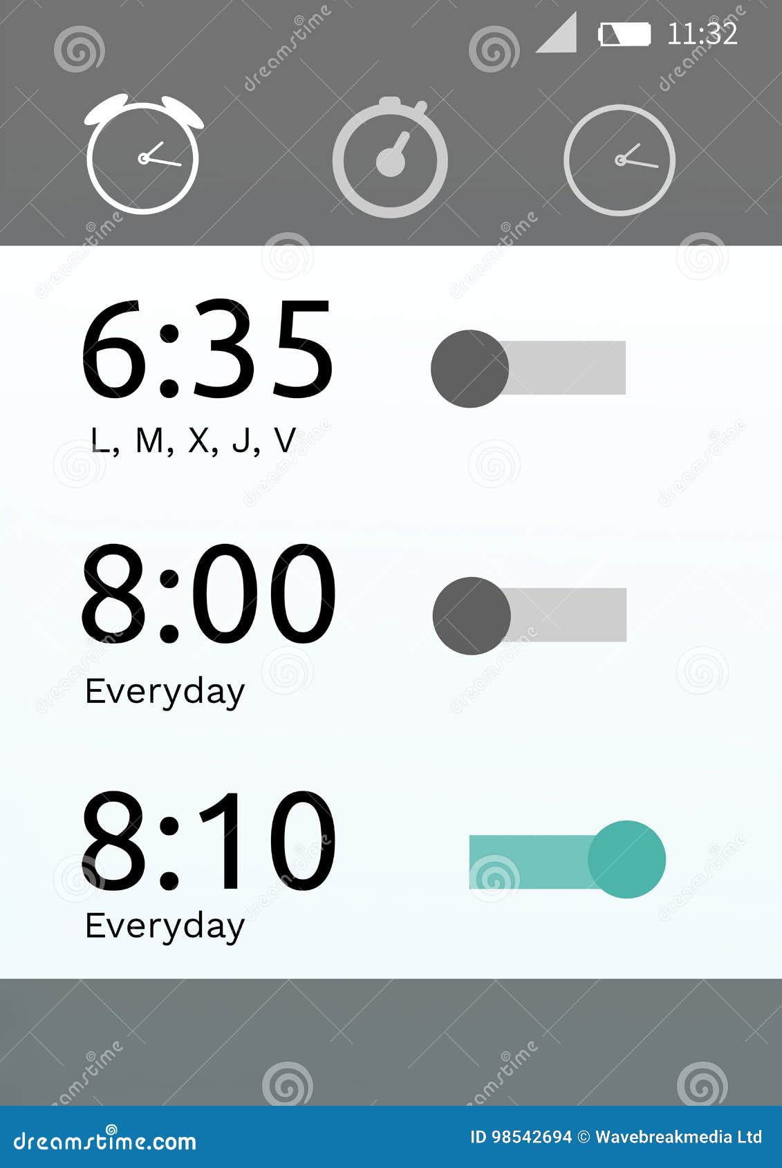 Alarm Clock Application Interface Stock Illustration - Illustration of ...