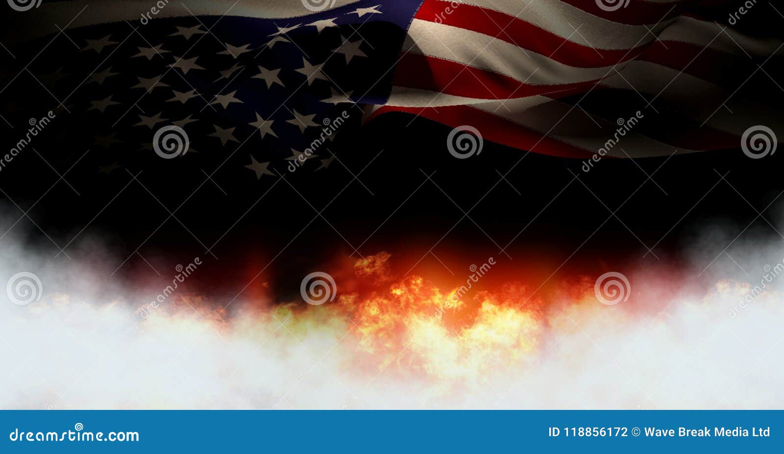 America Flag and Burning Fire Stock Illustration - Illustration of ...