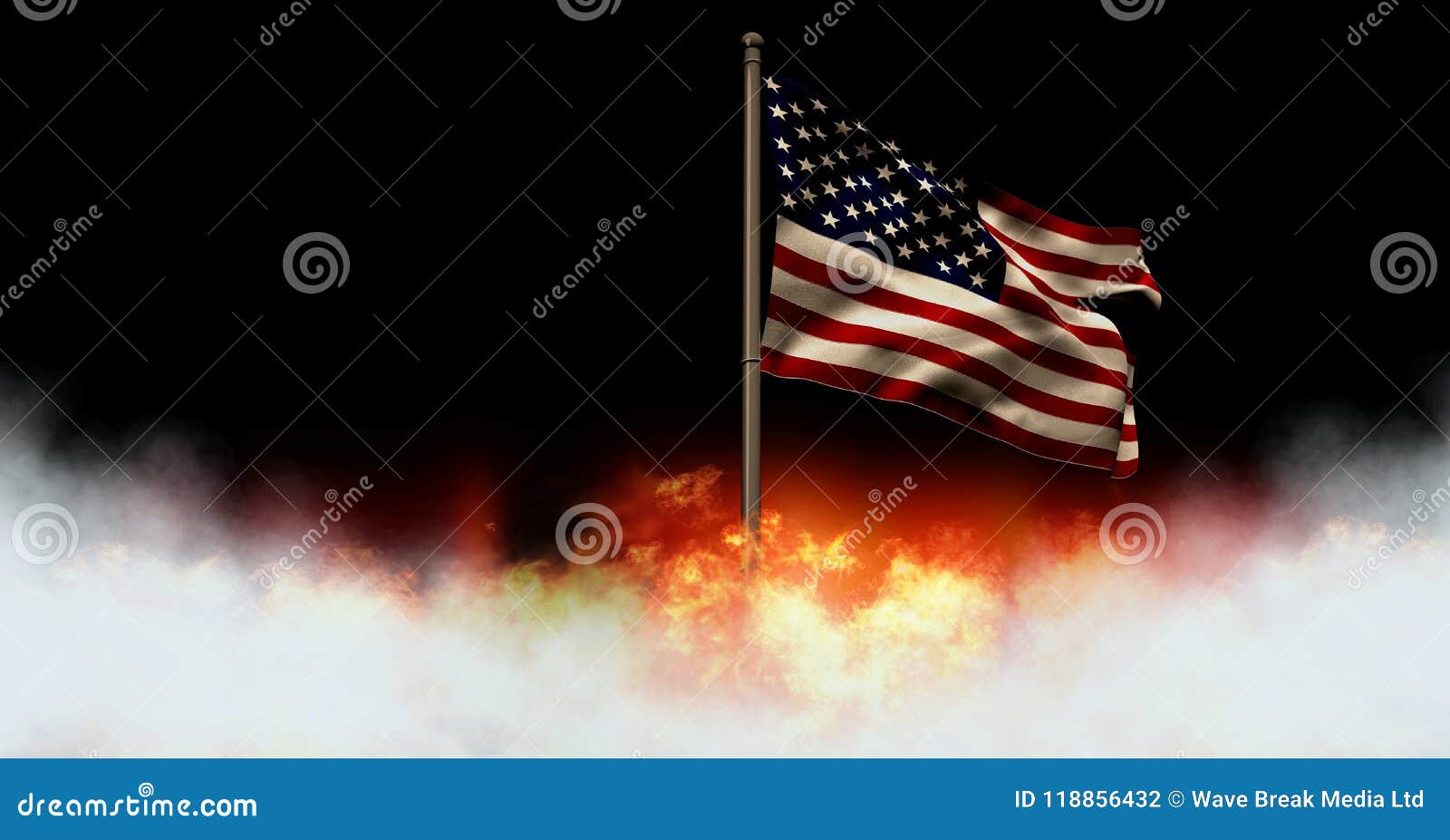 America Flag and Burning Fire Stock Illustration - Illustration of ...