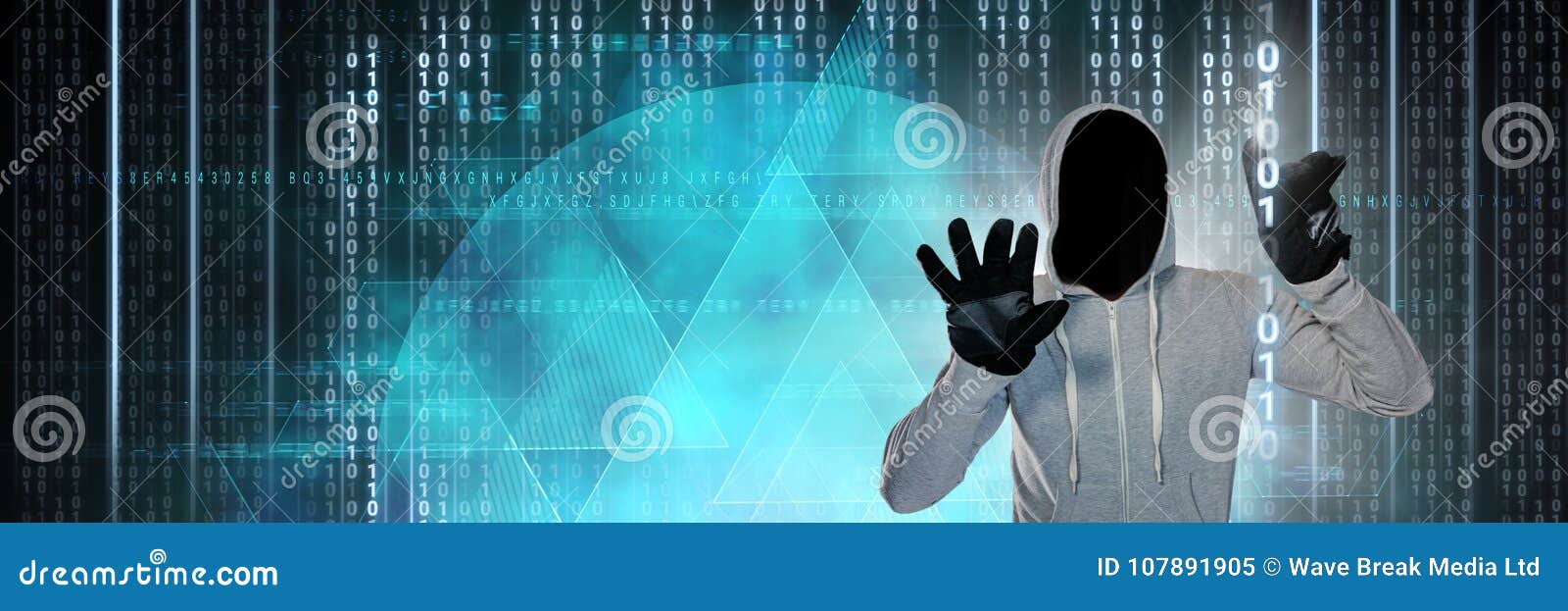 Anonymous Hacker with Computer Code Binary Interface Stock Illustration ...